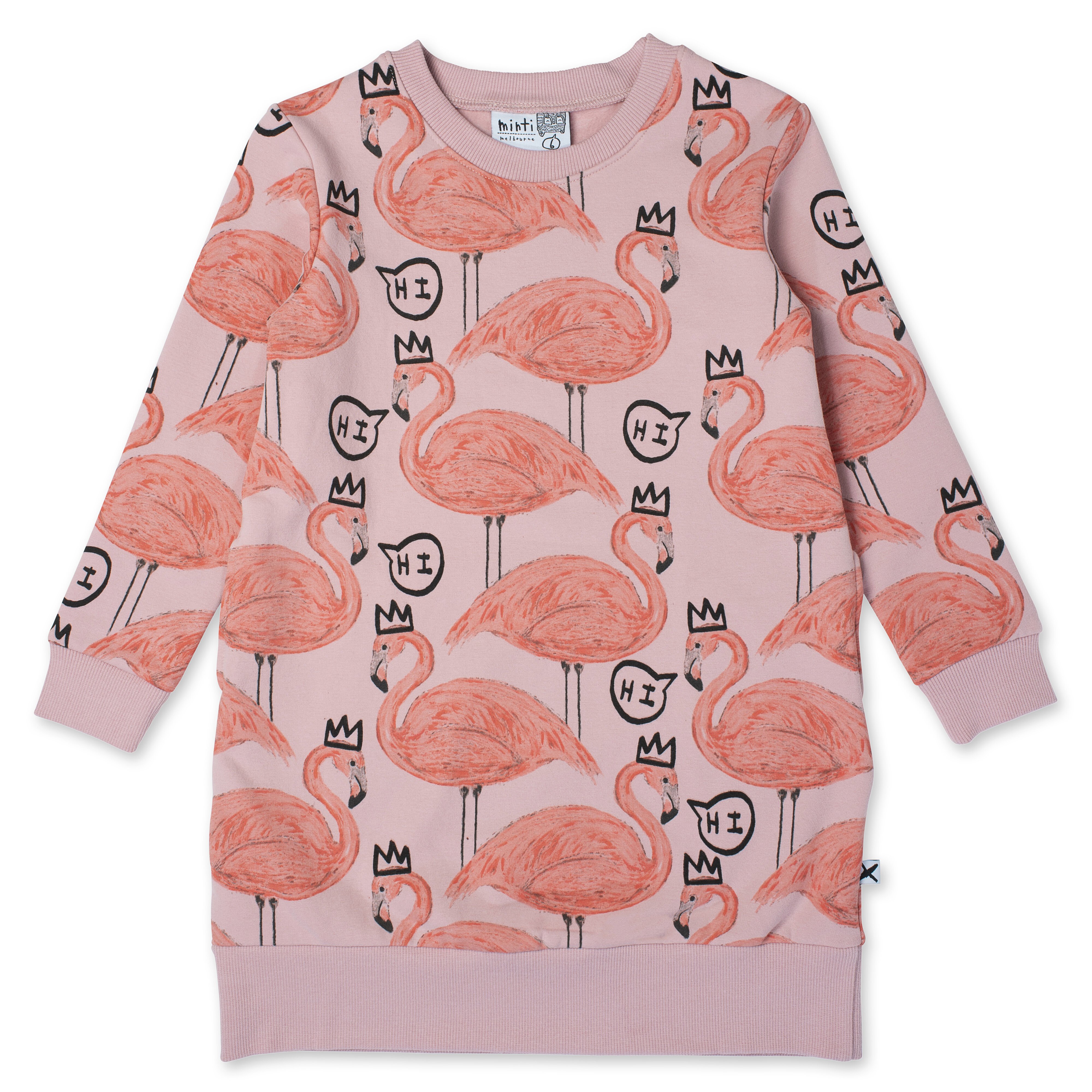 Minti Friendly Flamingos Furry Dress - Girls Dresses and Skirts | Top ...